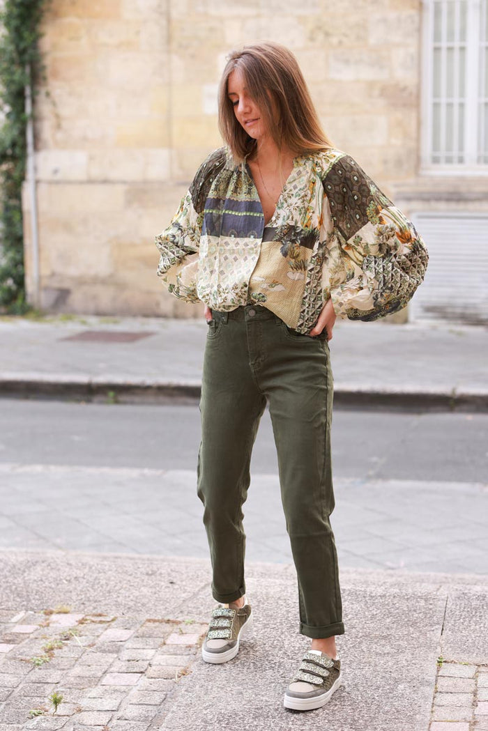 Jean kaki coupe slim basique - HORIZONS LOINTAINS